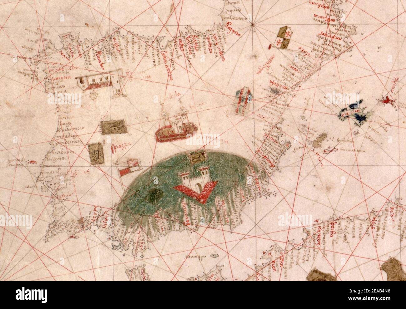 Nautical chart of the Mediterranean area, including Europe with British ...