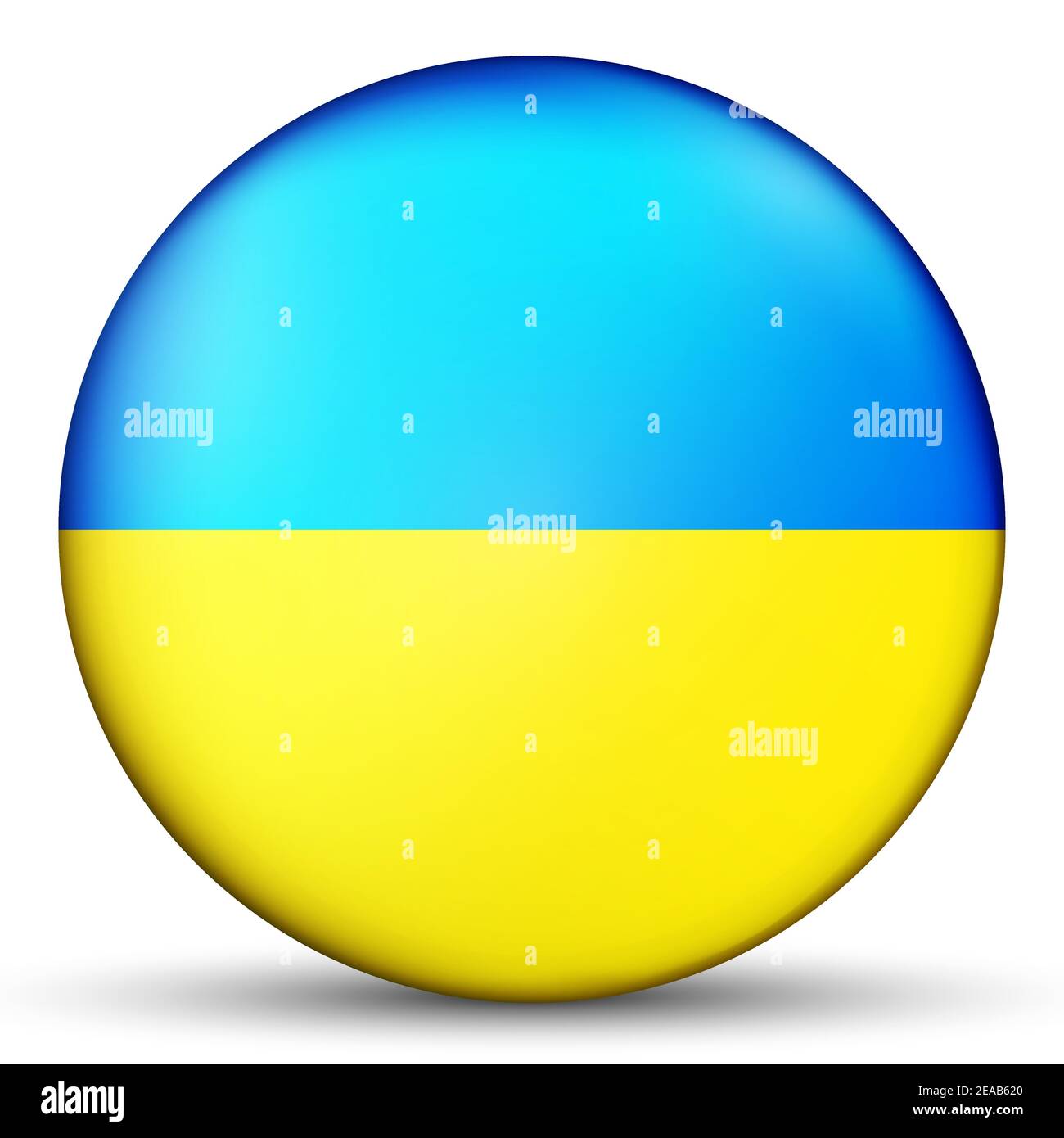 Glass light ball with flag of Ukraine. Round sphere, template icon ...