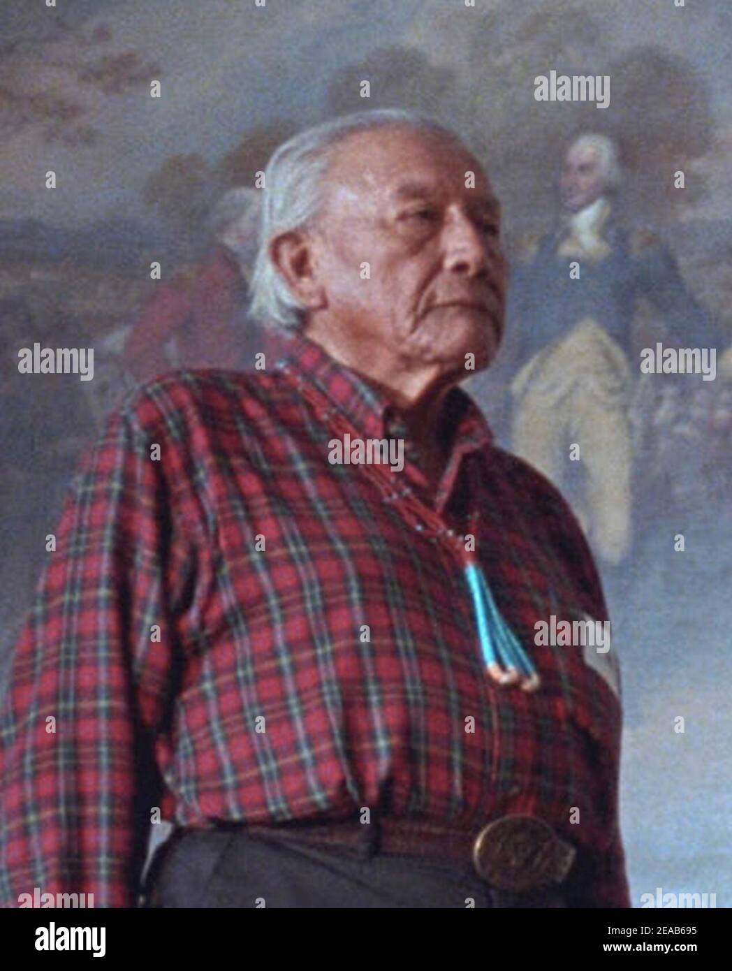 Navajo Code talker with George Washington painting over his shoulder on ...