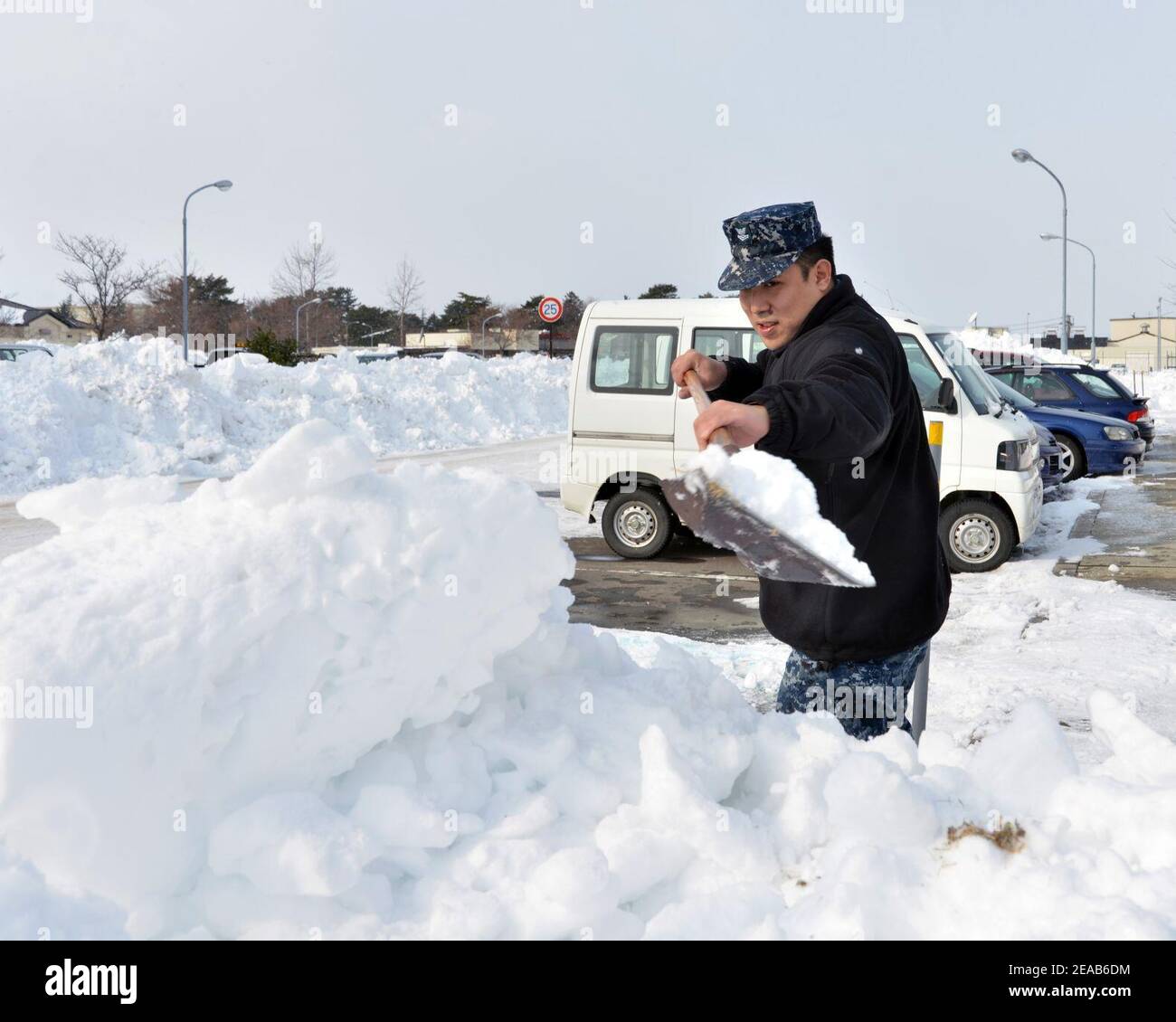 Naval Air Facility Misawa undertakes snow removal 140220 Stock Photo ...