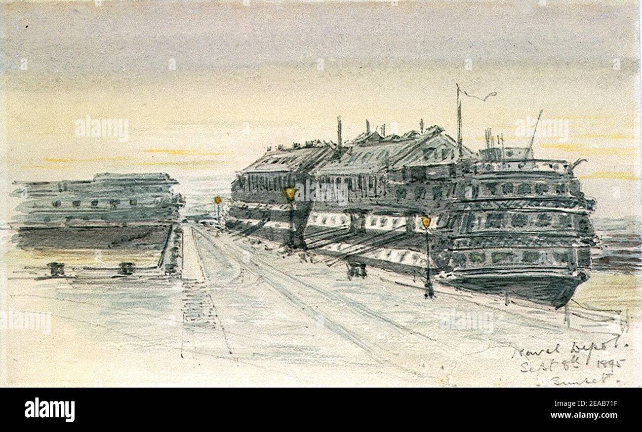 Naval Depot Sept 8th 1895 at Sunset Stock Photo - Alamy