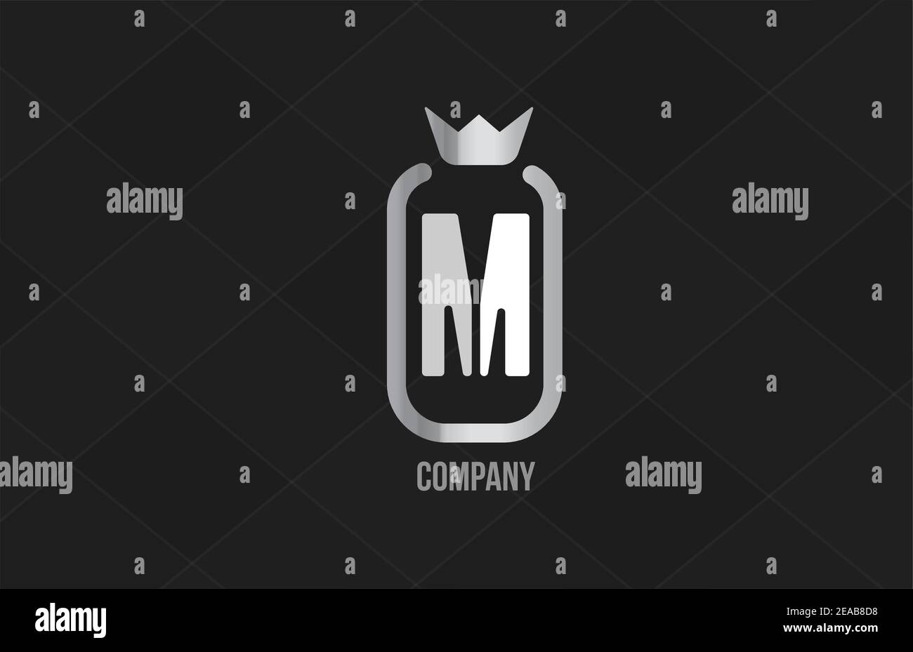 M silver king crown alphabet letter logo for company and corporate ...