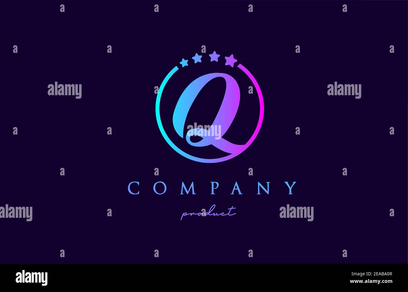 Q alphabet letter logo for company and corporate in blue pink colors ...