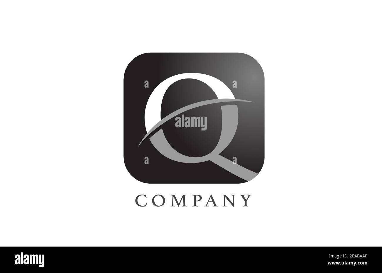 Q black white alphabet letter logo for company and corporate. Rounded ...