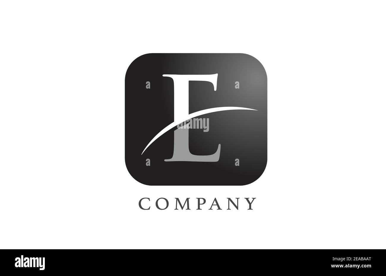 E black white alphabet letter logo for company and corporate. Rounded ...