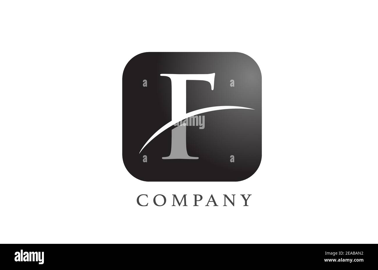 F black white alphabet letter logo for company and corporate. Rounded ...