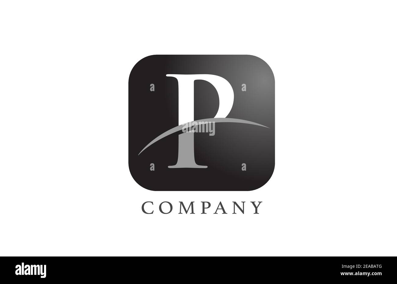 P black white alphabet letter logo for company and corporate. Rounded ...