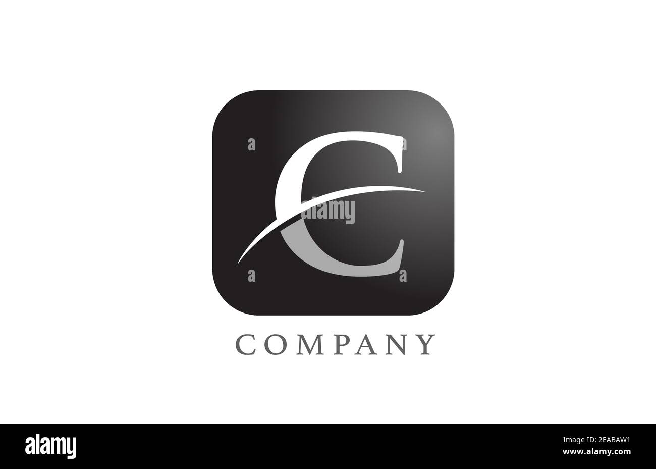 C black white alphabet letter logo for company and corporate. Rounded ...