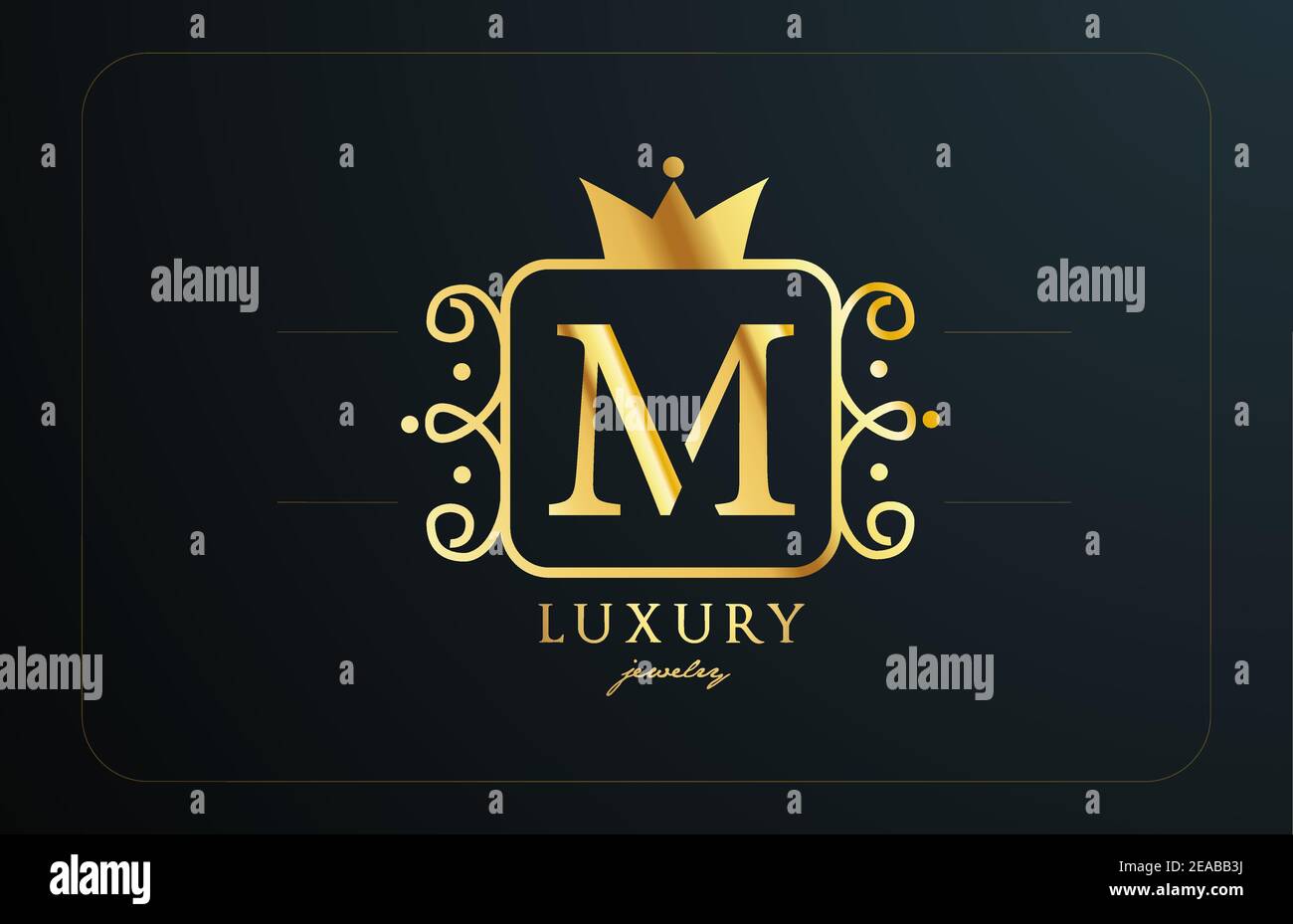 M monogram golden metal alphabet letter logo. Creative icon design with ...