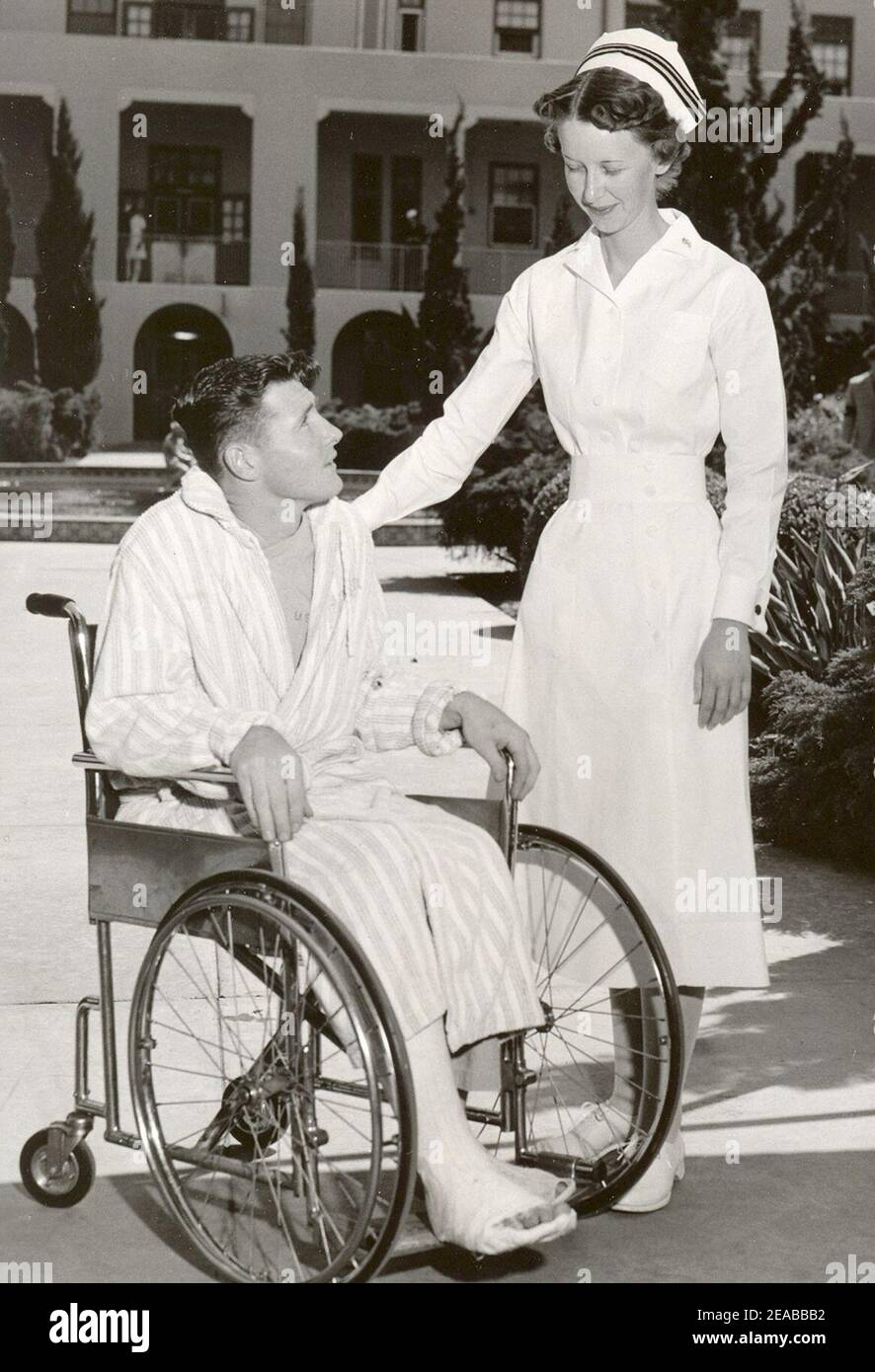 Navy nurse with patient -- 1940s Stock Photo - Alamy