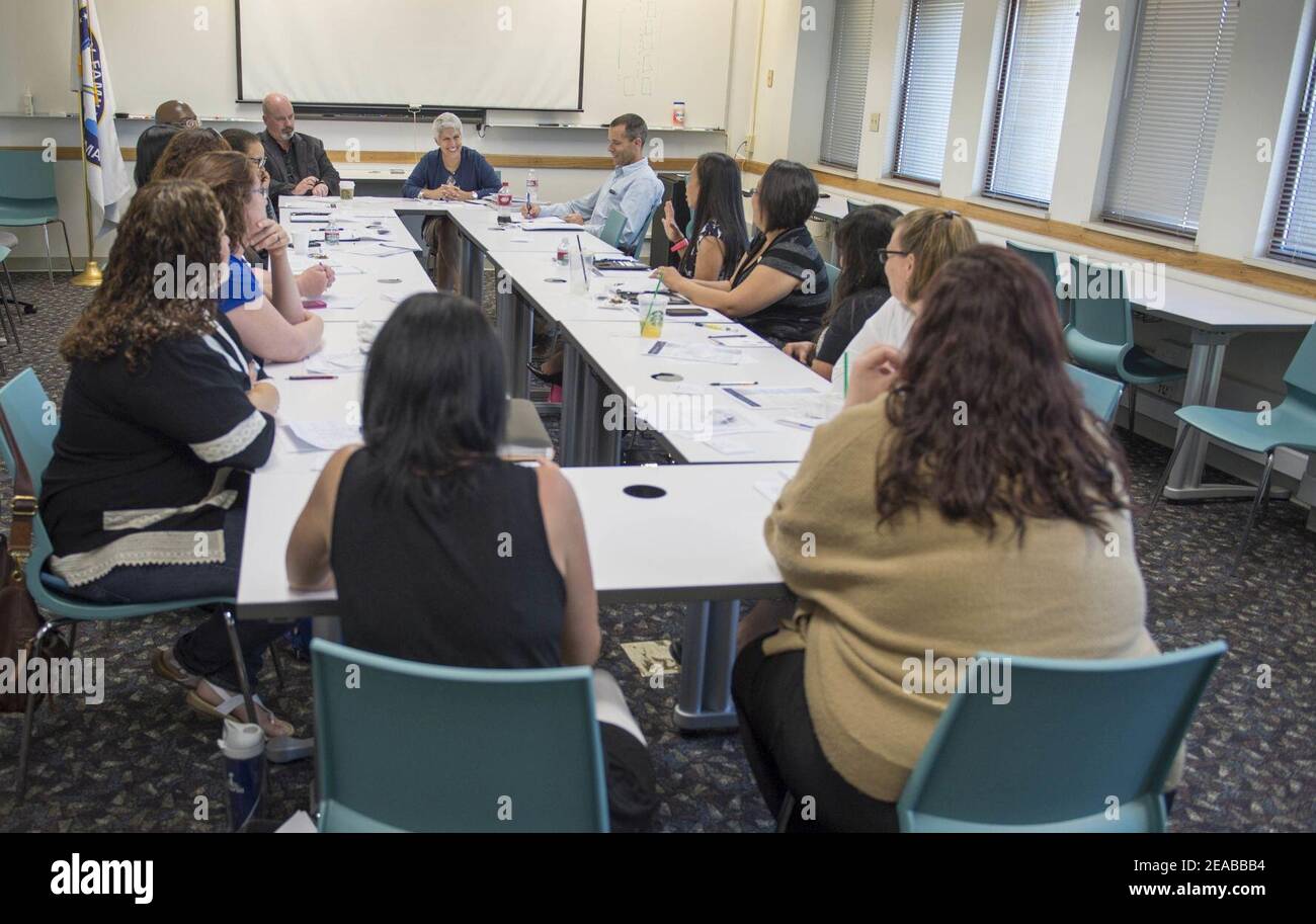 Navy Ombudsman at Large Visits NSE Community 150702 Stock Photo - Alamy