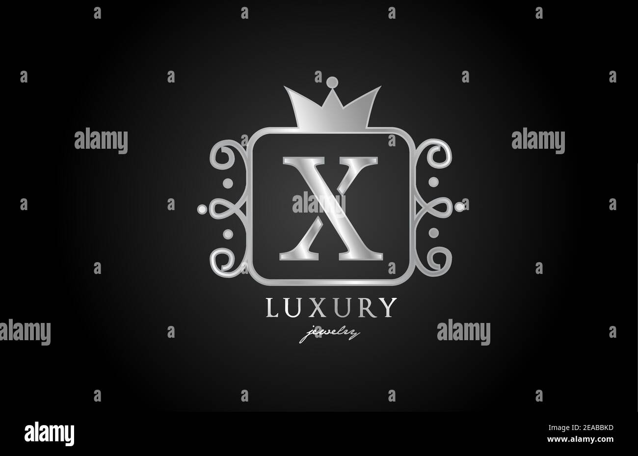 X monogram silver metal alphabet letter logo. Creative icon design with ...