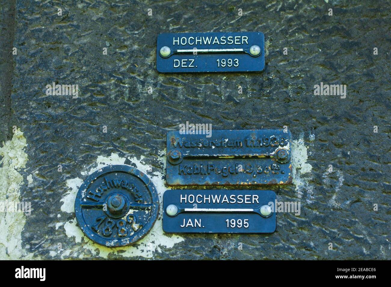 High water marks at the deutsches eck hi-res stock photography and ...