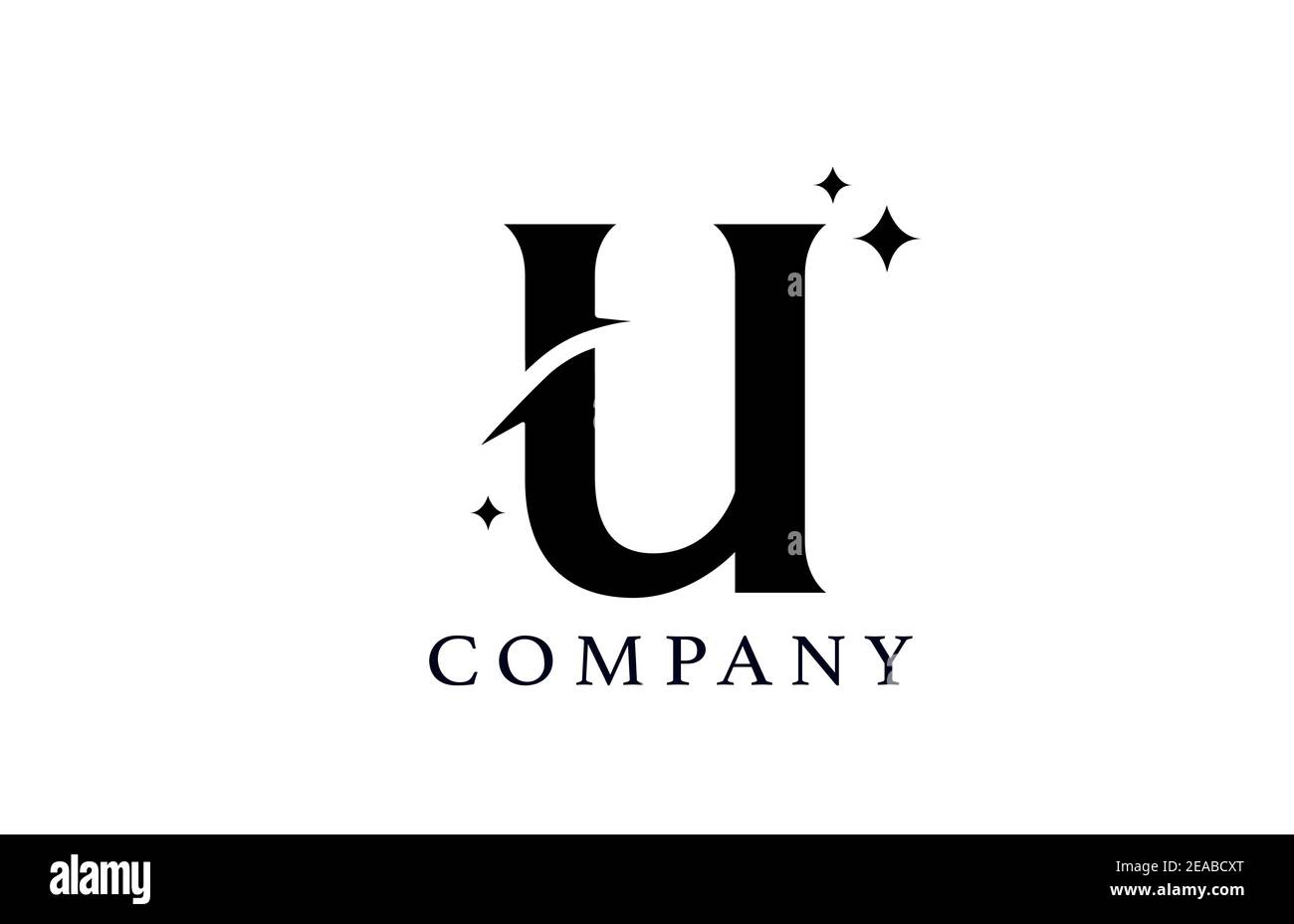 U simple black and white alphabet letter logo for company and corporate ...