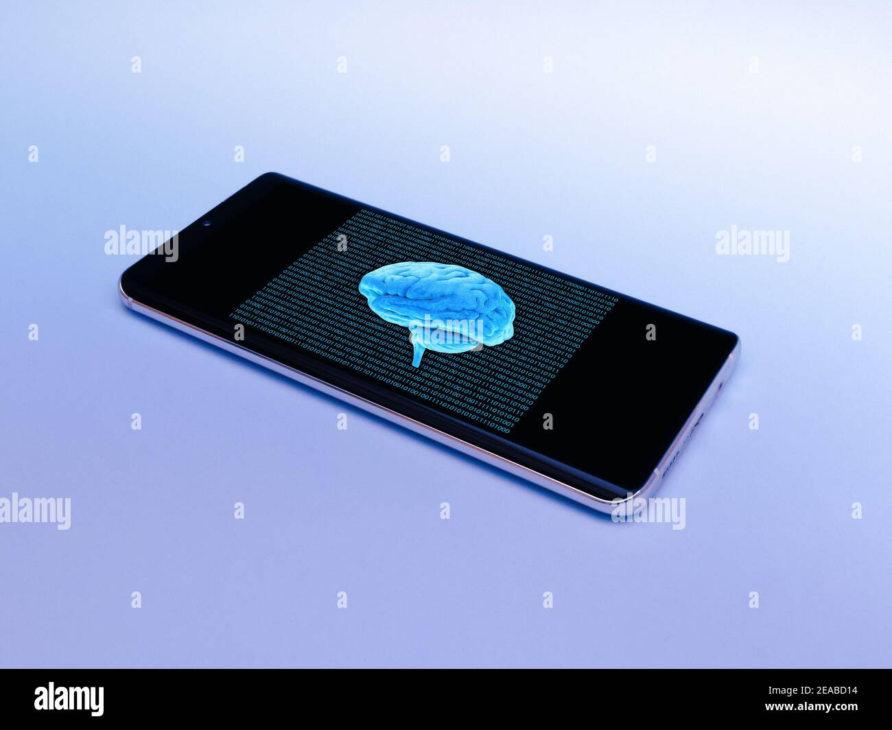 Smart phone, mobile phone isolated, Artificial Intelligence . binary ...