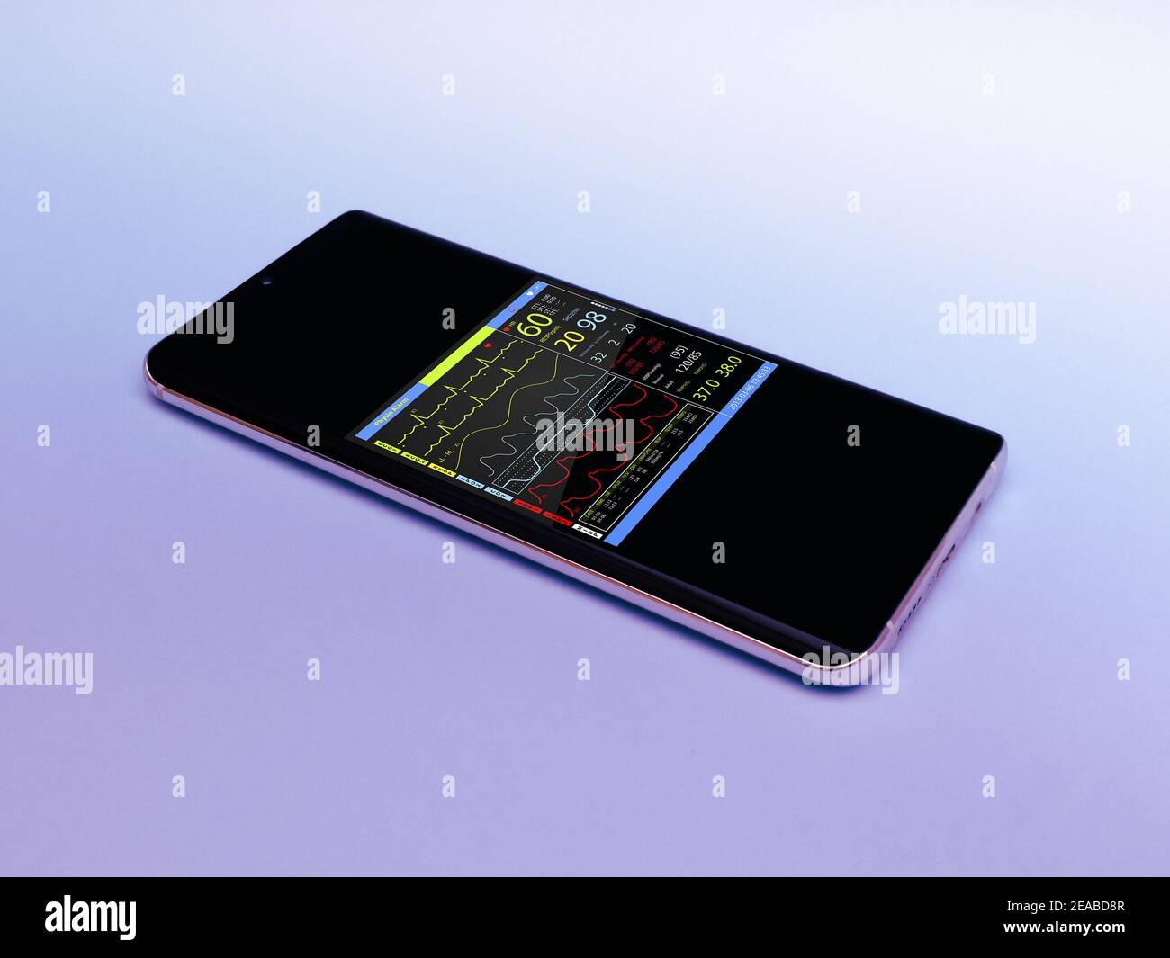 electrocardiogram smart phone, mobile phone isolated, medical concept ...