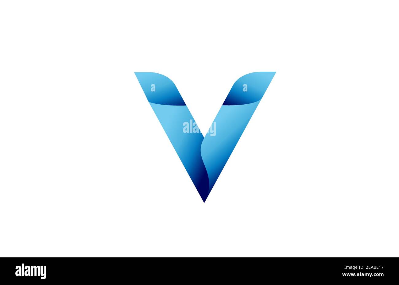 V creative blue gradient alphabet letter logo for branding and business ...