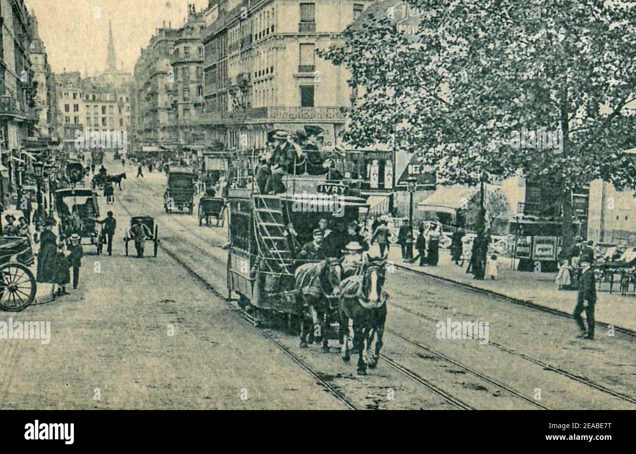 ND 1120 - PARIS - La rue Monge (Détail Stock Photo - Alamy
