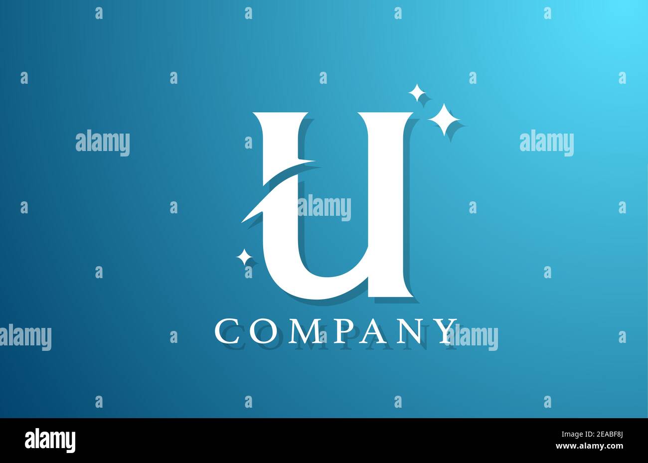 U blue white gradient alphabet letter logo for business. Branding ...
