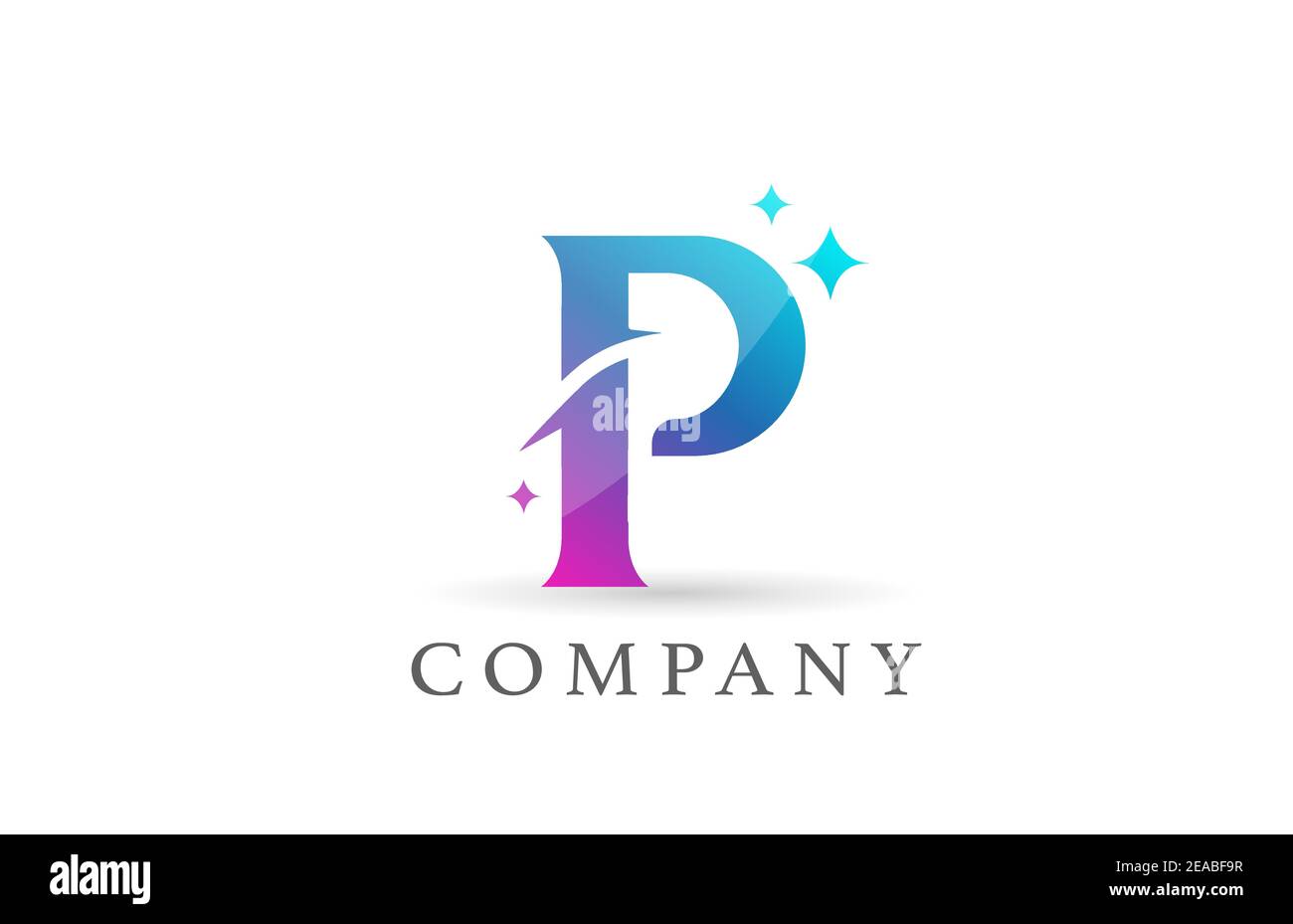P blue pink gradient alphabet letter logo for business and company ...
