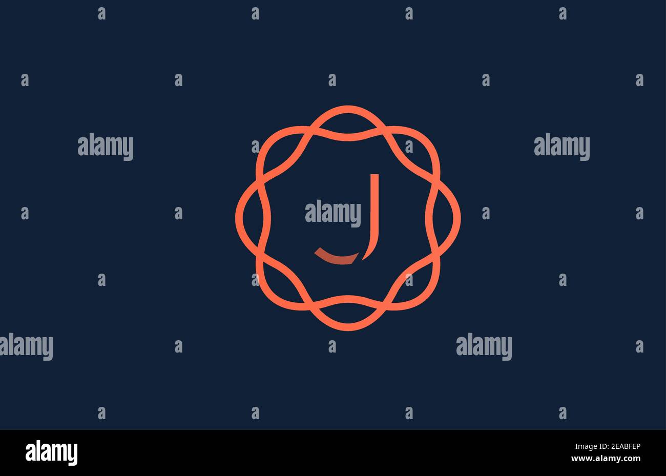 J orange monogram floral alphabet letter logo for company and business ...