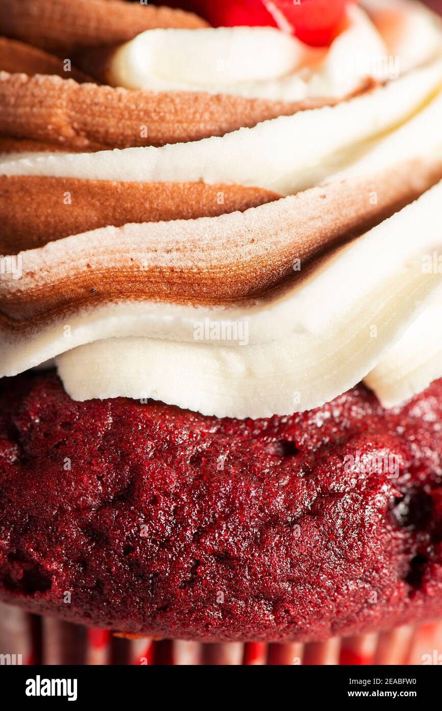 Valentine's Day themed red velvet cupcakes with chocolate and vanilla ...