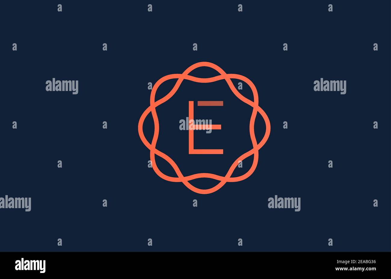 E orange monogram floral alphabet letter logo for company and business ...