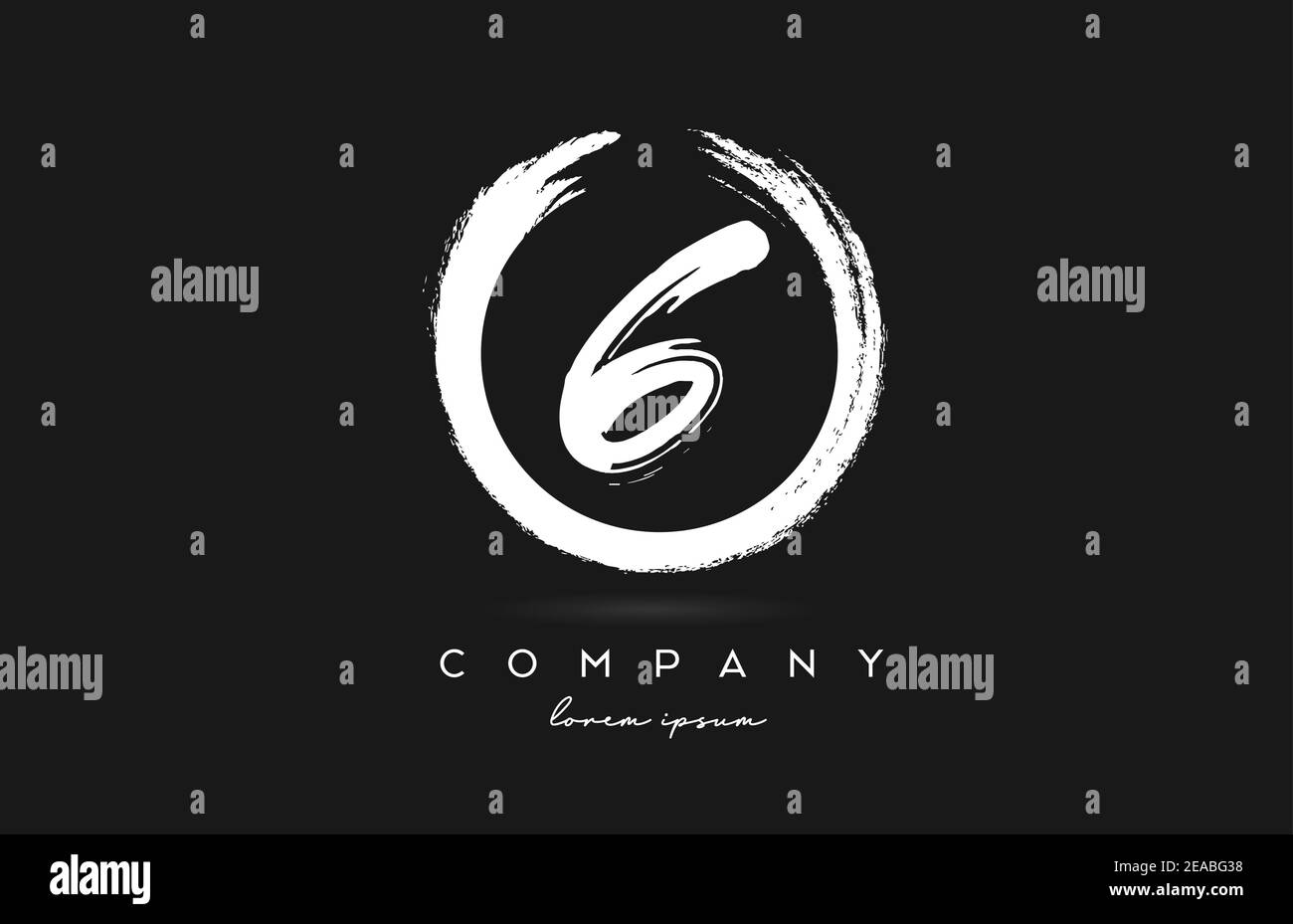 6 number logo icon in black and white. Vintage grunge design for ...