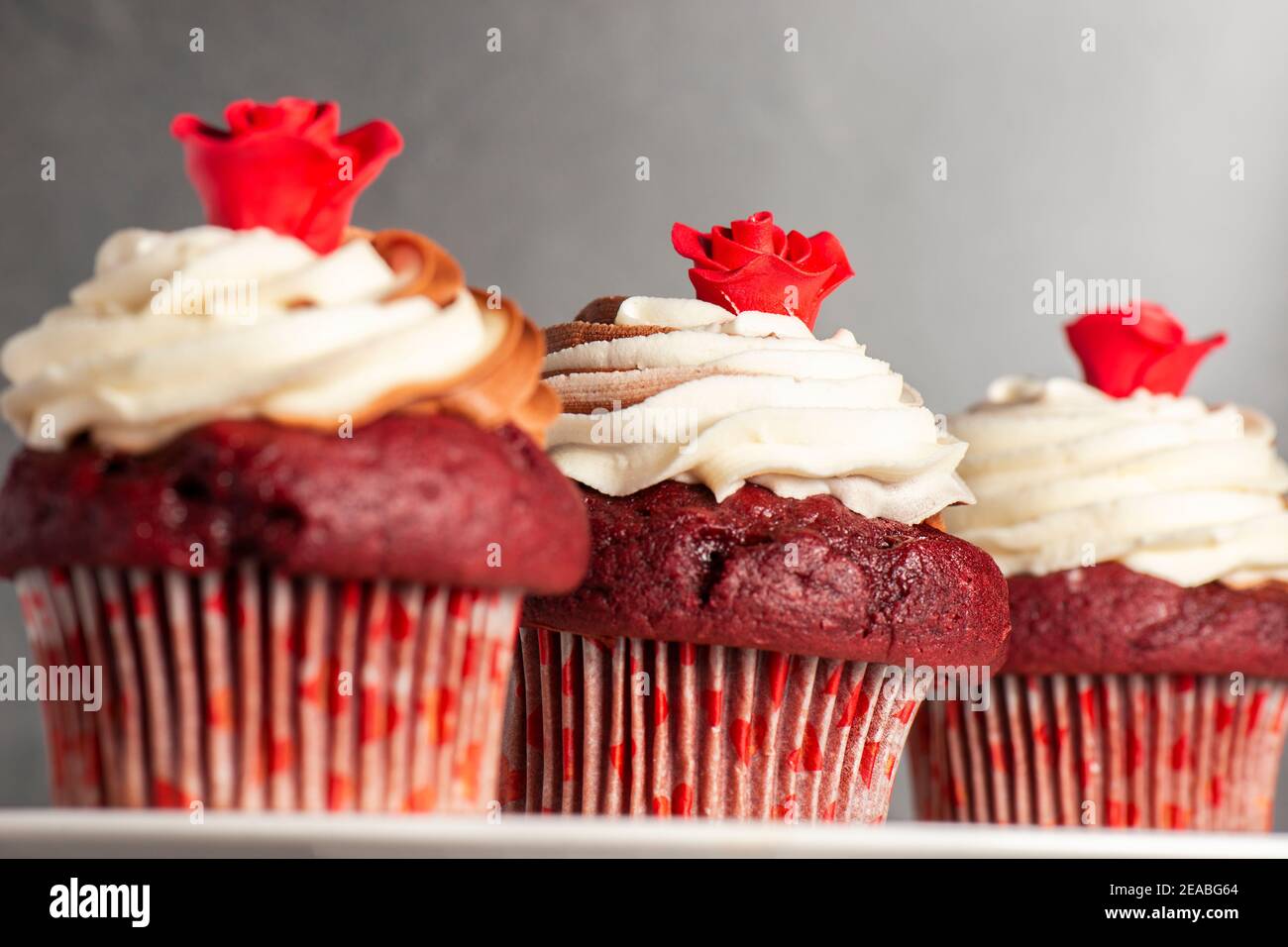 Valentine's Day themed red velvet cupcakes with chocolate and vanilla ...