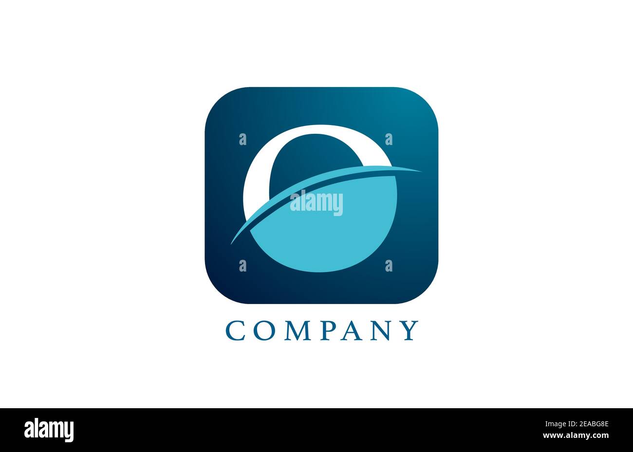 O blue alphabet letter logo for company and corporate. Rounded square ...