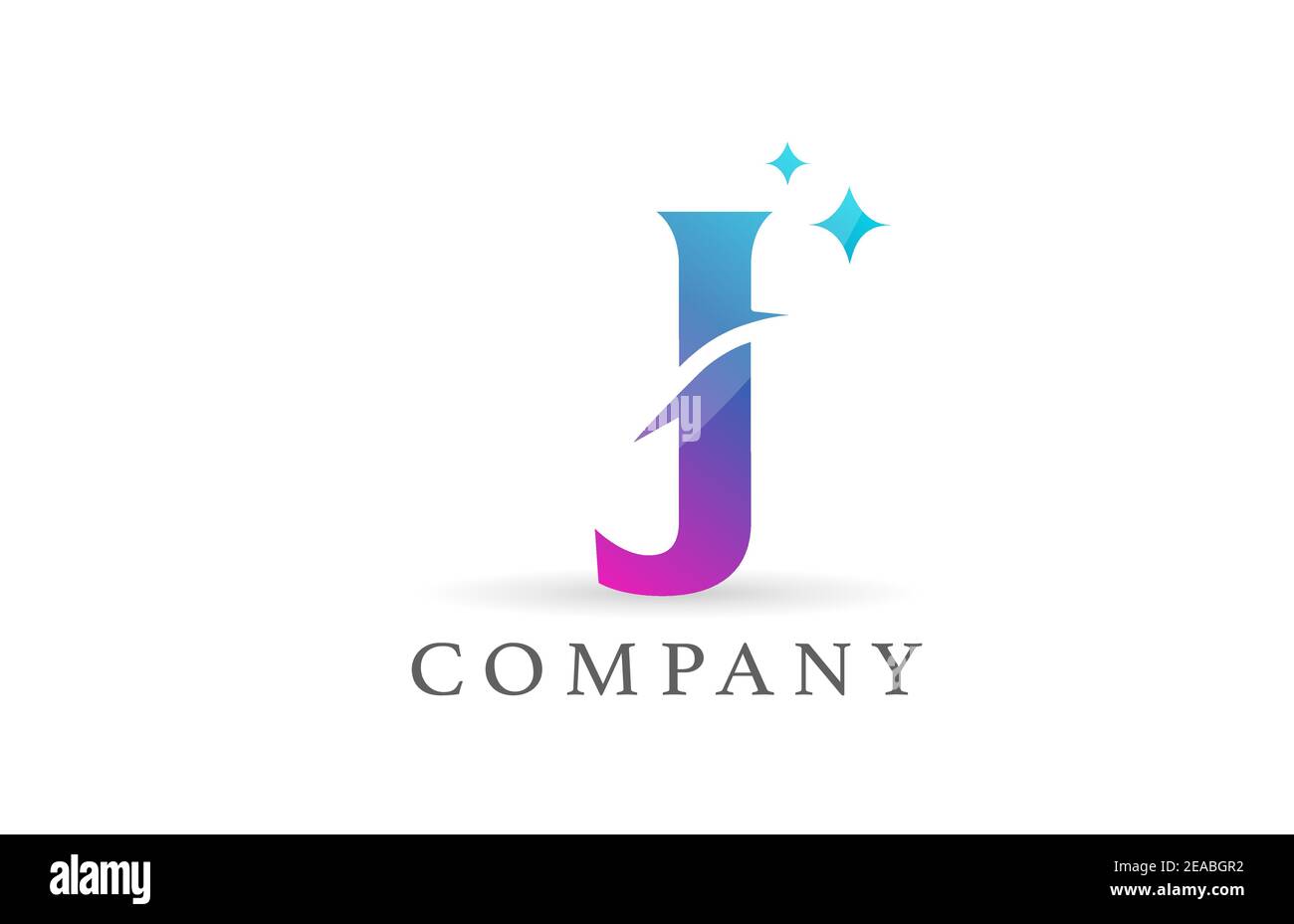 J blue pink gradient alphabet letter logo for business and company ...