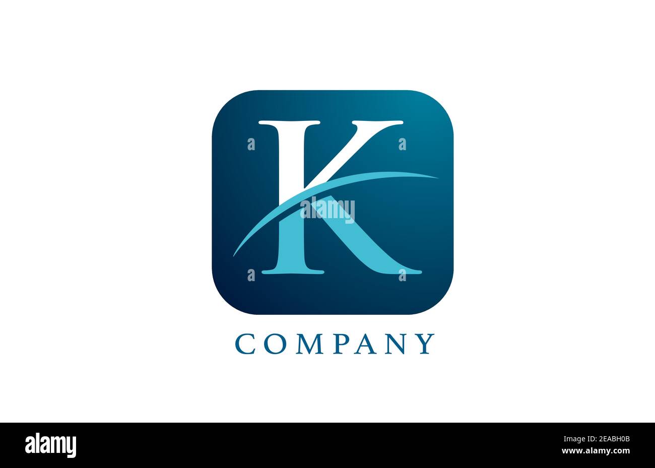 K blue alphabet letter logo for company and corporate. Rounded square ...