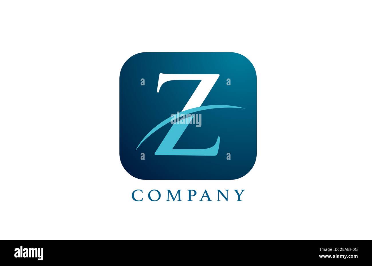 Z blue alphabet letter logo for company and corporate. Rounded square ...