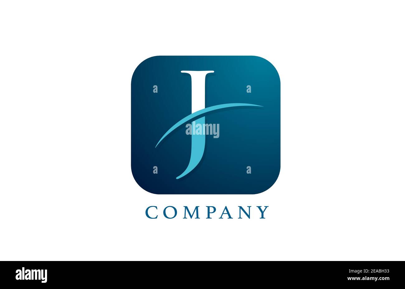 J blue alphabet letter logo for company and corporate. Rounded square ...