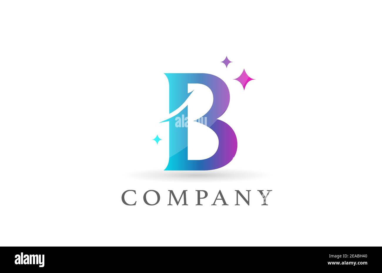 B blue pink gradient alphabet letter logo for business and company ...