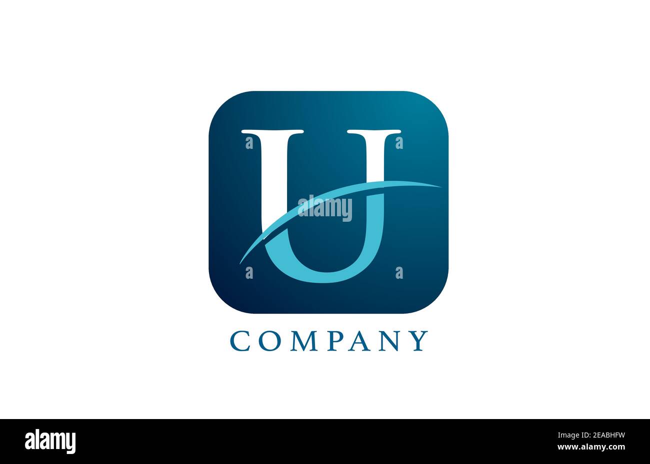 U blue alphabet letter logo for company and corporate. Rounded square ...
