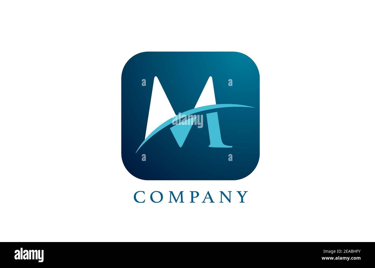 M blue alphabet letter logo for company and corporate. Rounded square ...