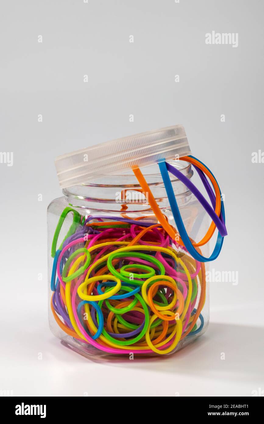 Rubber rings in different sizes colors in the storage container hi-res ...