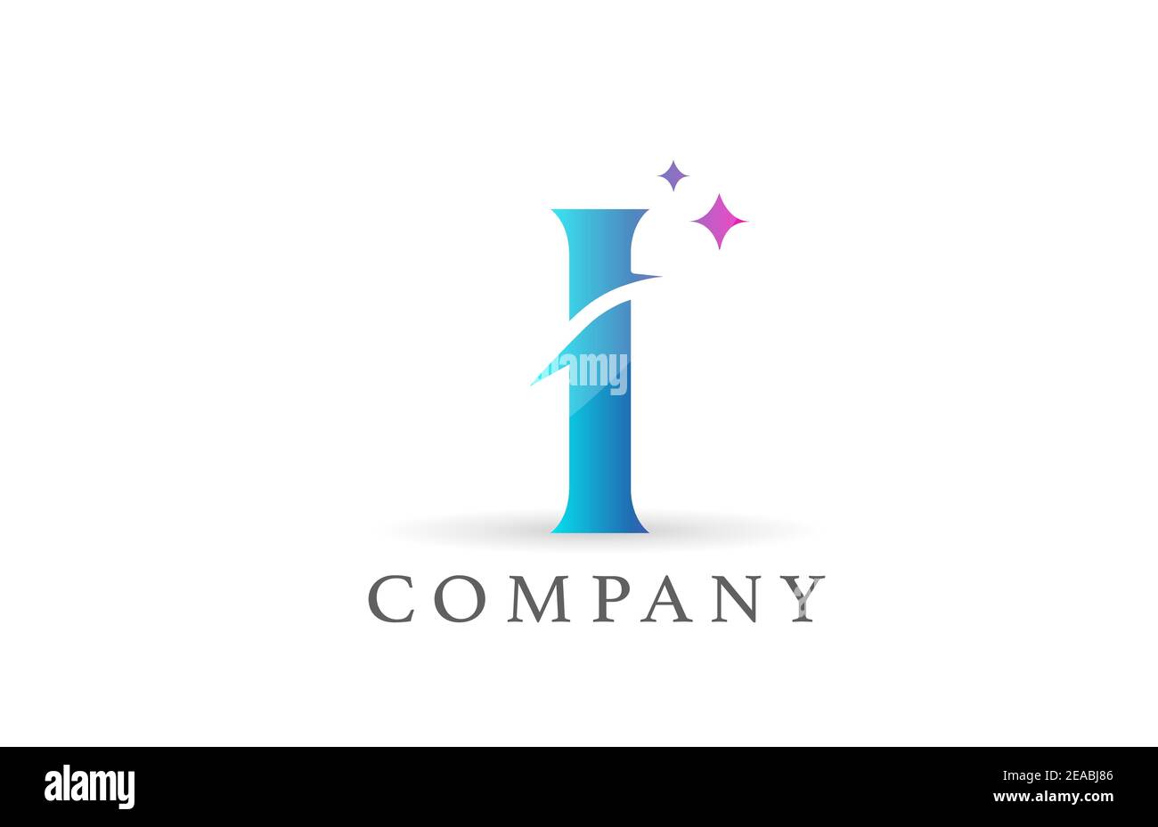 I blue pink gradient alphabet letter logo for business and company ...