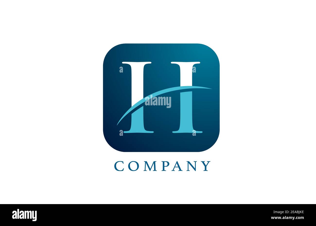 H blue alphabet letter logo for company and corporate. Rounded square ...