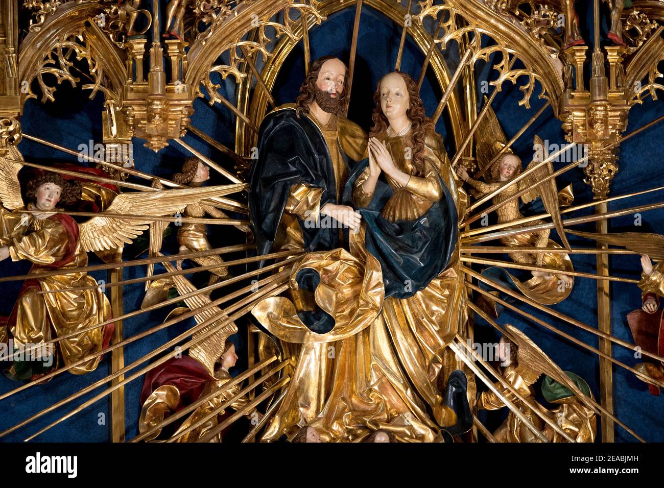 A fragment of Veit Stoss' altarpieces at St. Mary's Basilica in Cracow ...