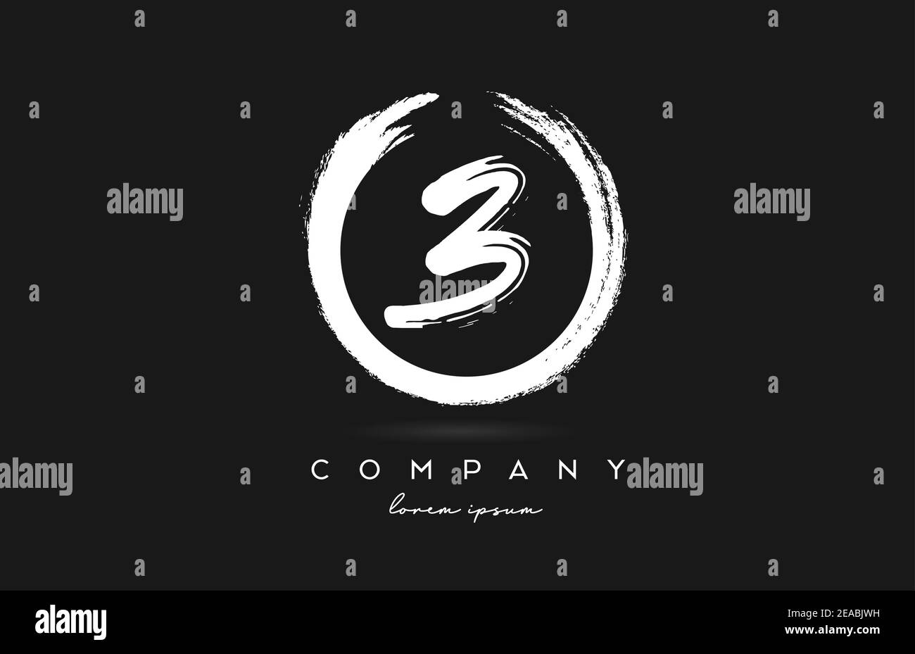 3 number logo icon in black and white. Vintage grunge design for ...