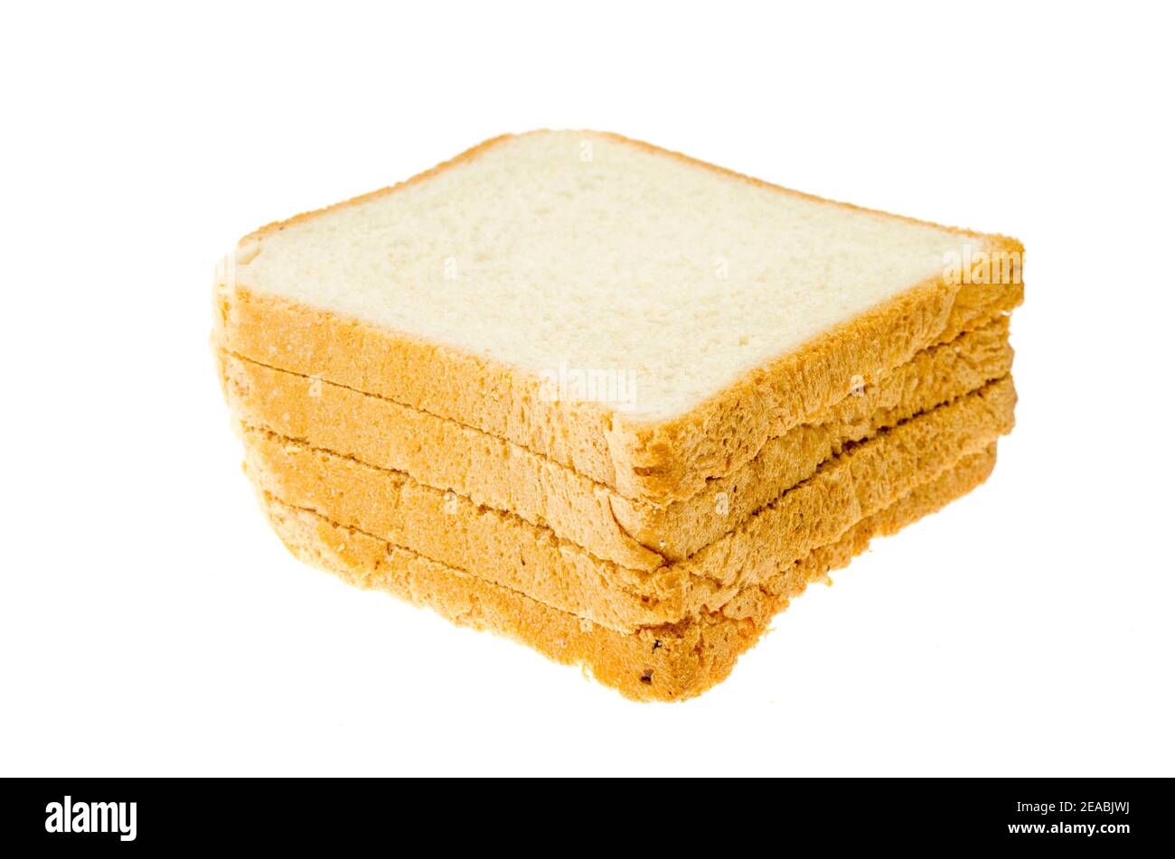 Pieces of square toast wheat bread isolated on white background. Studio ...