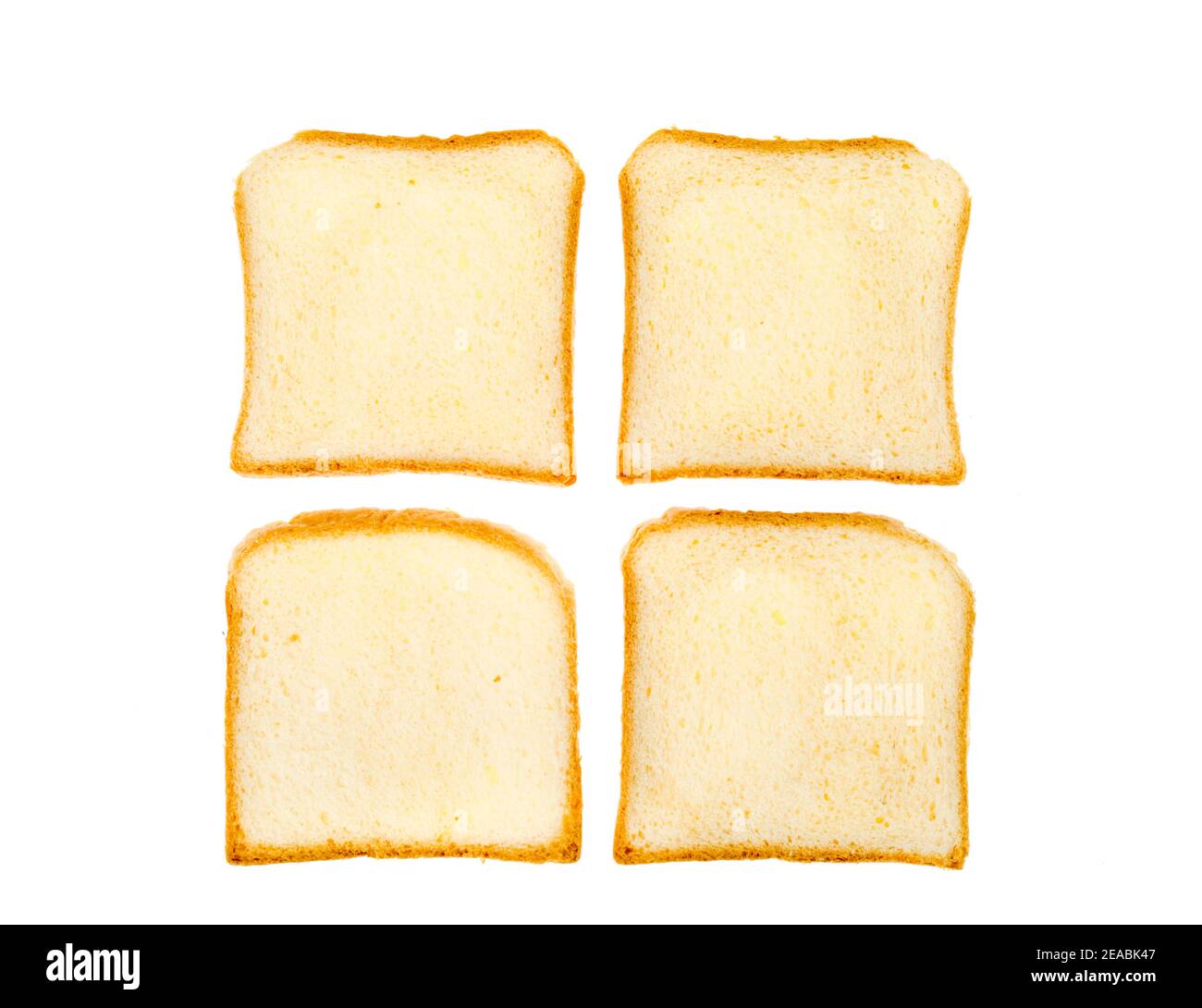 Pieces of square toast wheat bread isolated on white background. Studio ...