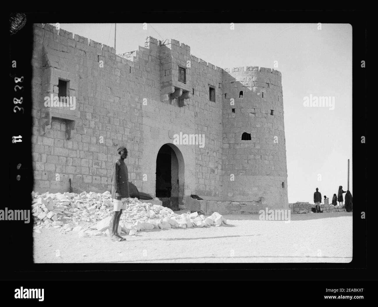 Nekhel. Ancient pilgrim fortress showing main entrance and corner tower ...