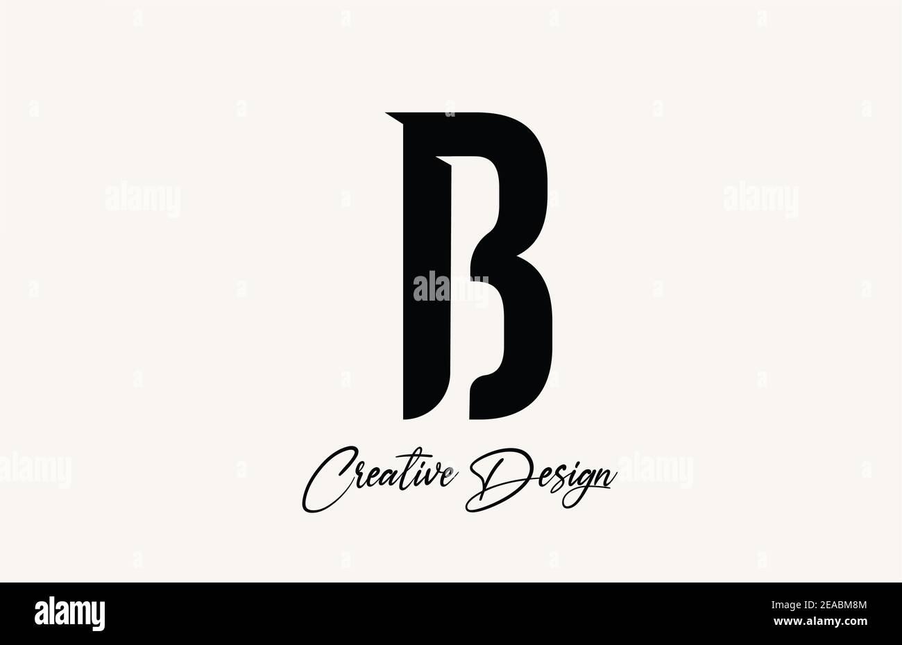 B simple black and white alphabet letter logo icon design. Lettering ...