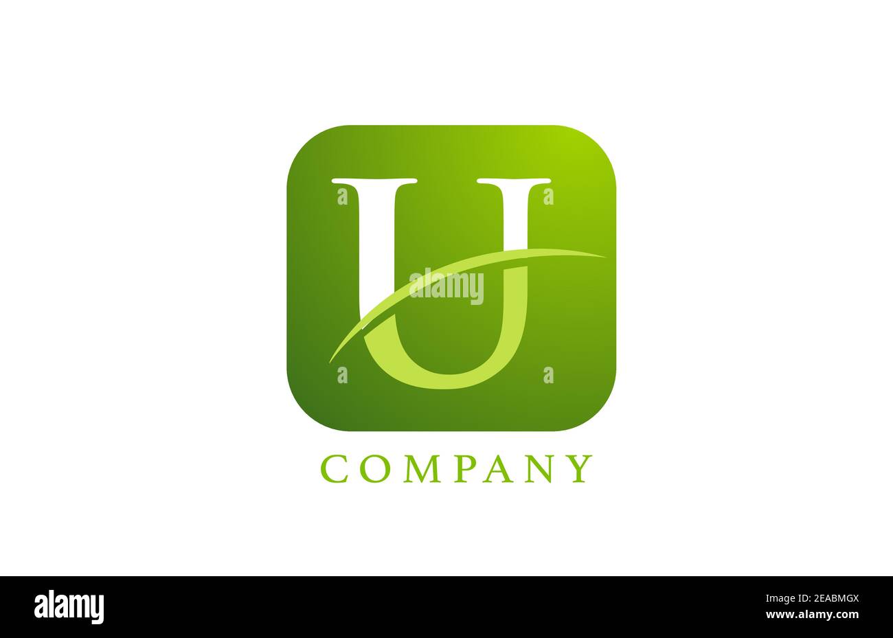 U alphabet letter logo for company and corporate in green colour ...