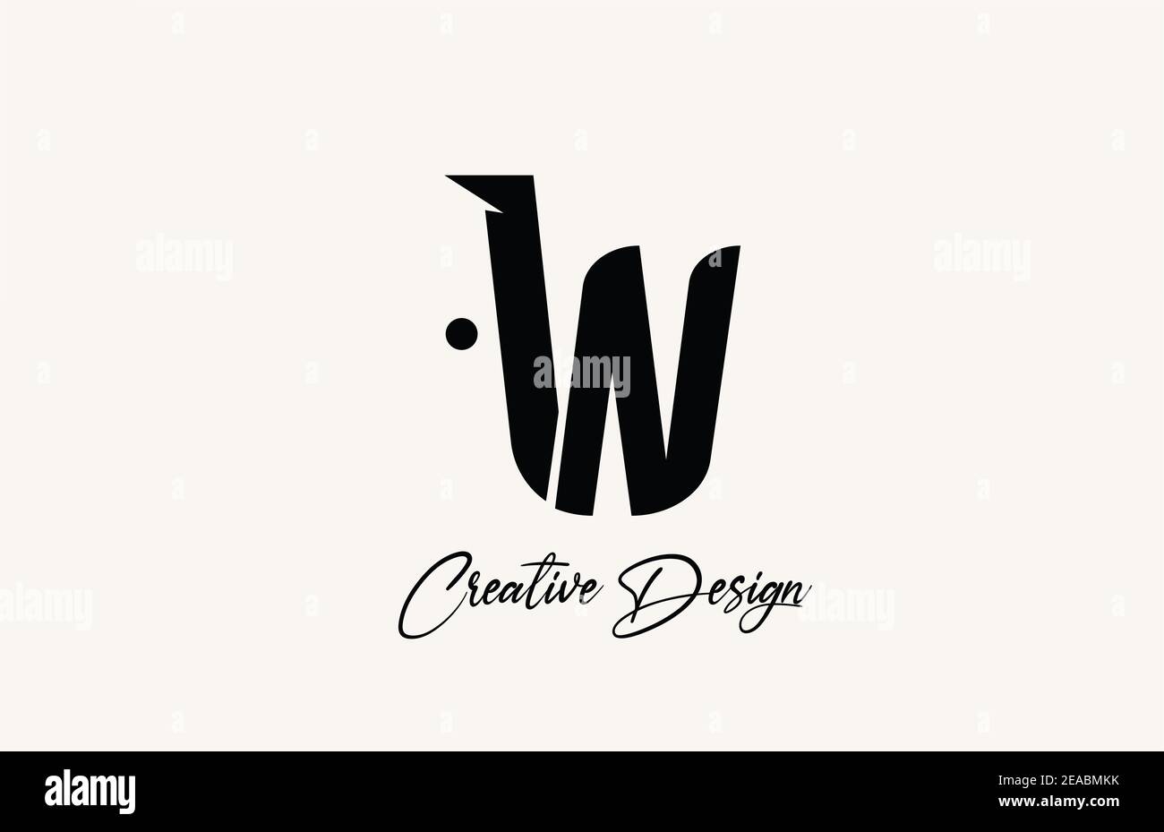 W simple black and white alphabet letter logo icon design. Lettering ...