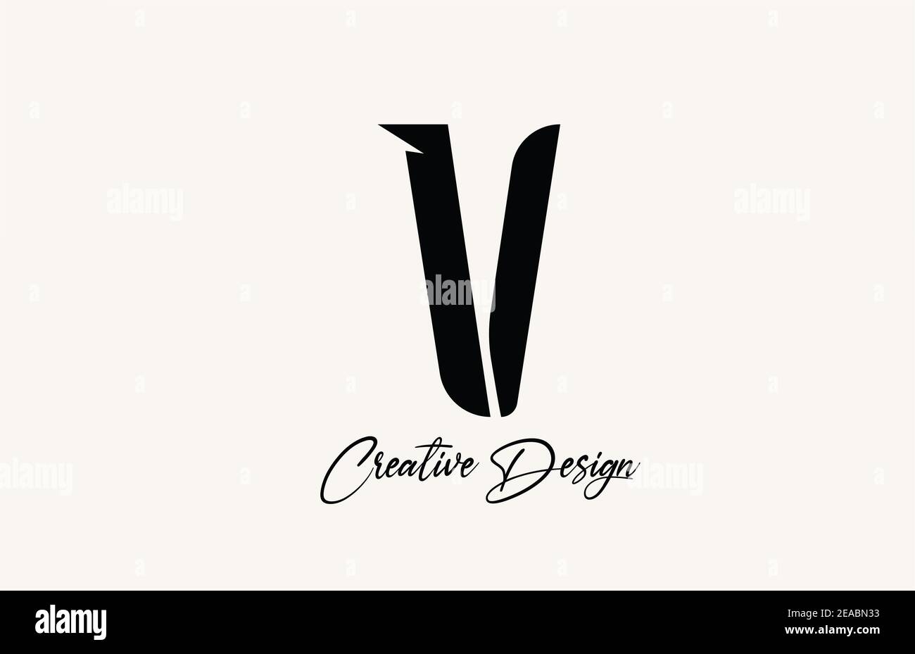 V Simple Black And White Alphabet Letter Logo Icon Design Lettering
