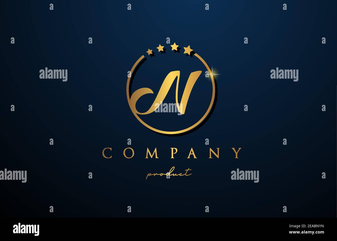 N luxury alphabet letter logo for company and corporate in gold colour ...